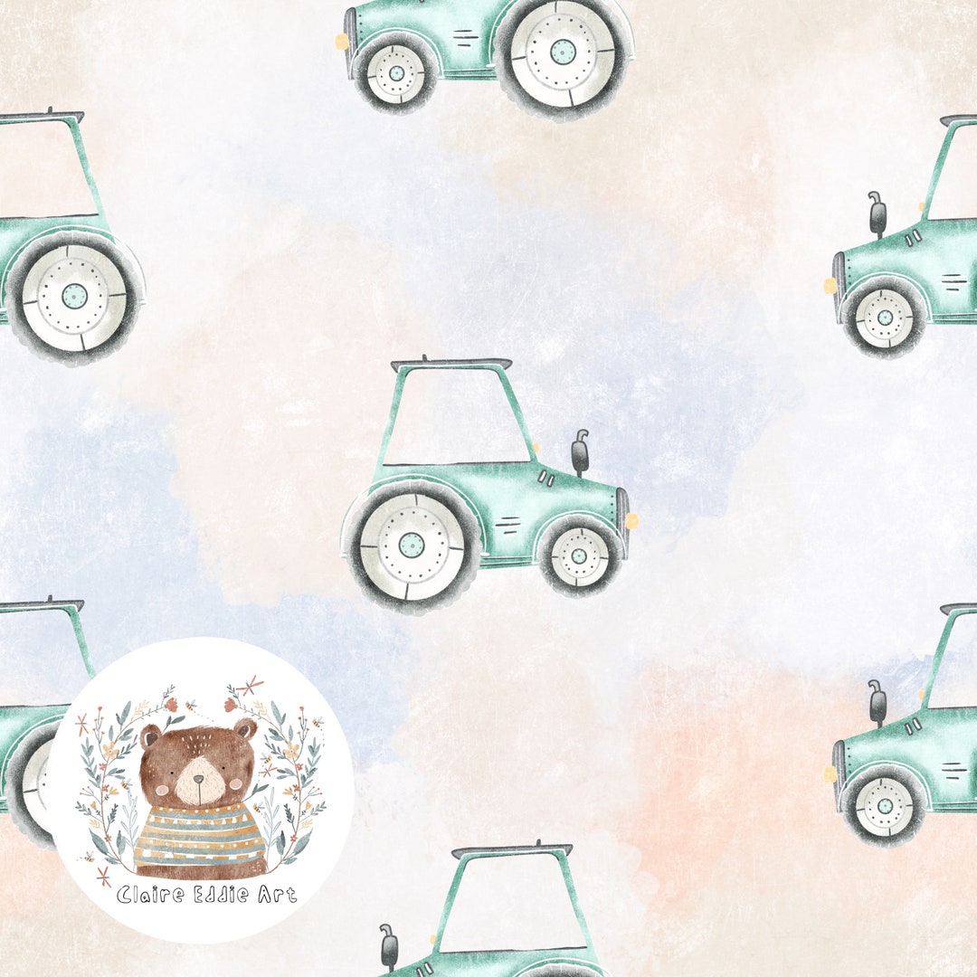 Seamless Pattern Tractor Seamless Digital Paper Farm Scrapbook Paper ...
