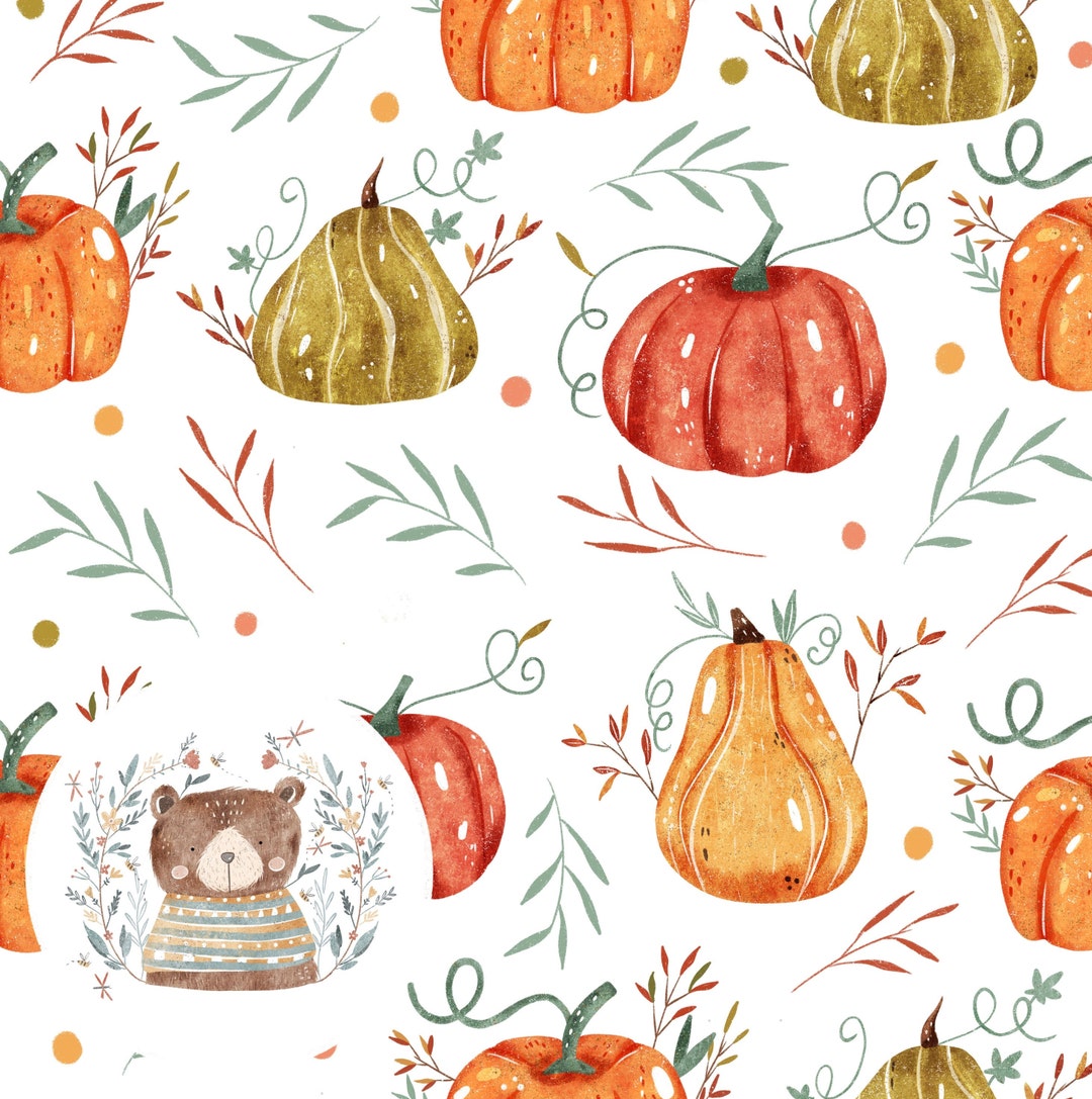Pumpkin Seamless Pattern Autumn Seamless Digital Paper Fall Scrapbook ...