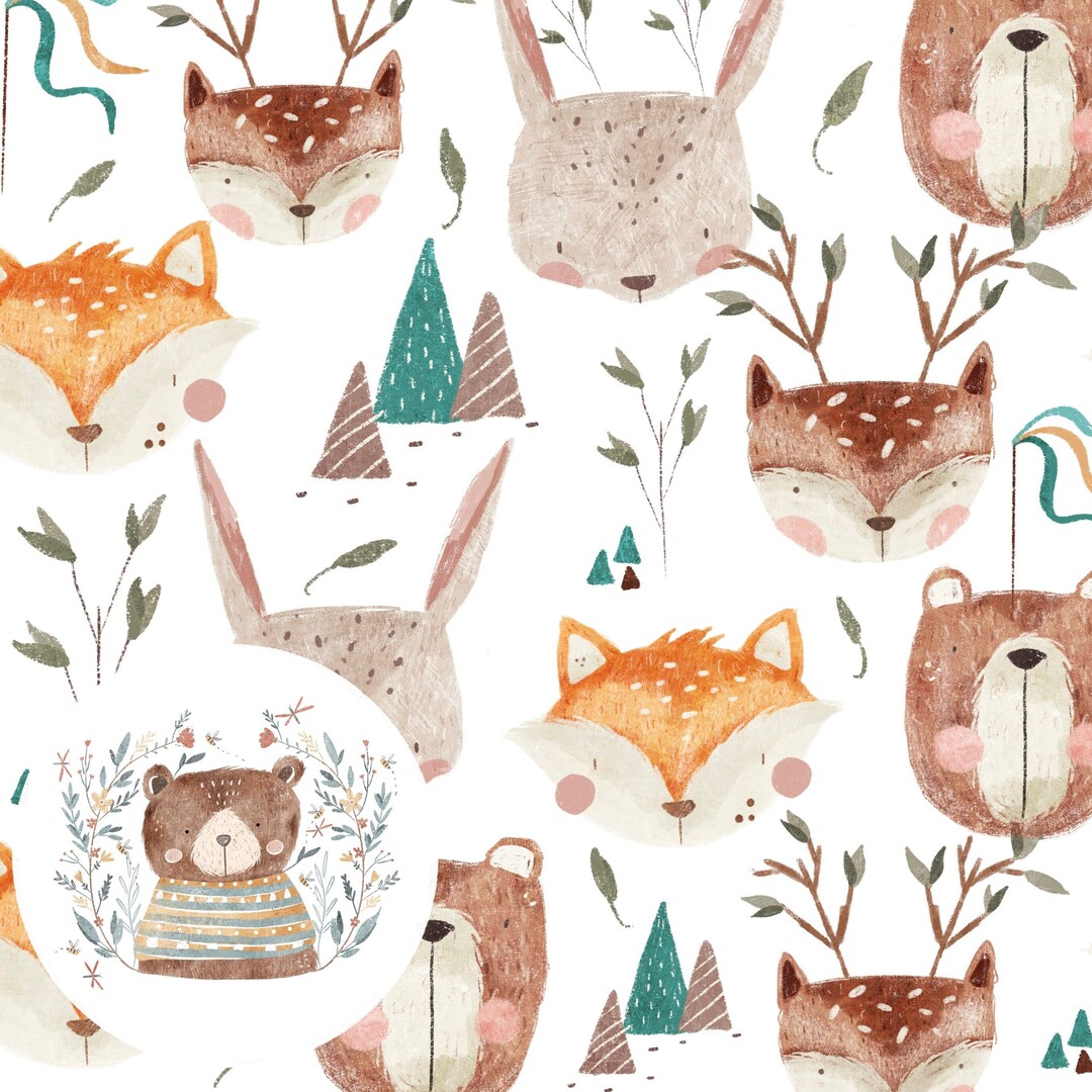 Woodland Seamless Pattern, Woodland Seamless Digital Paper, Forest ...