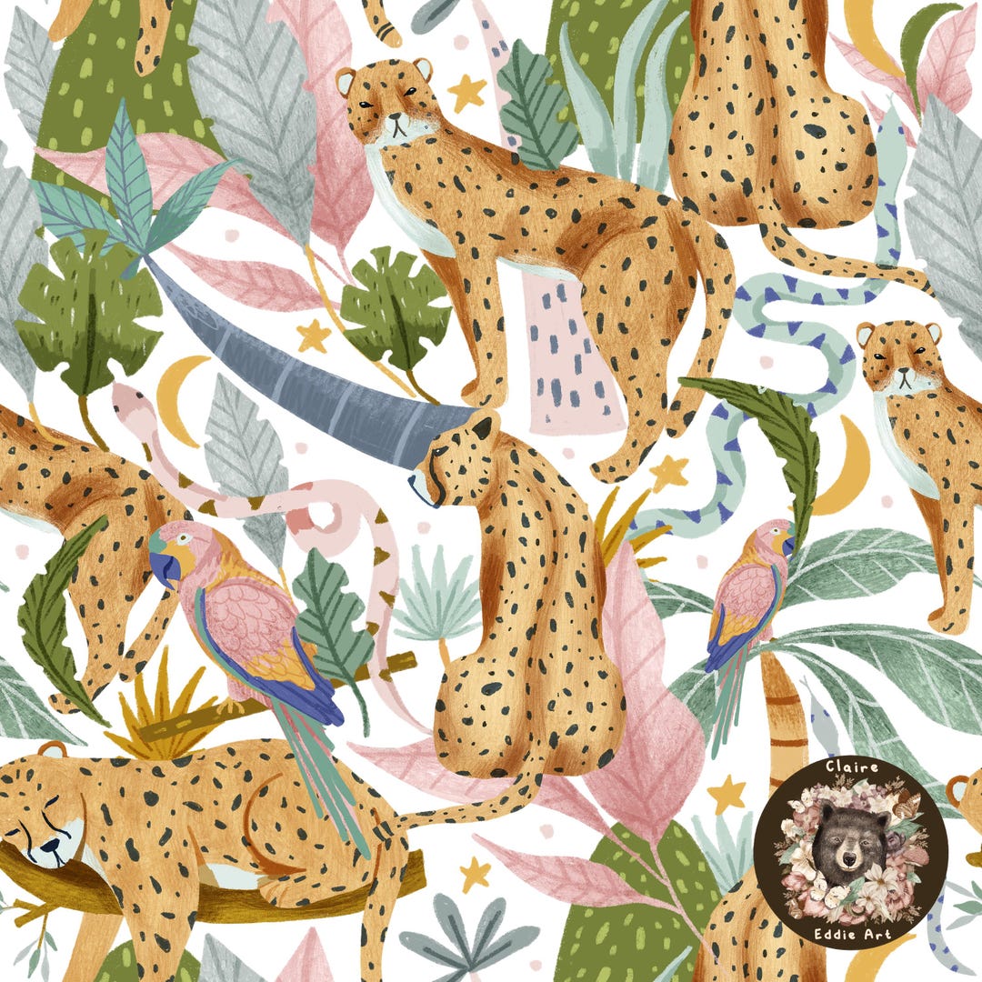 Seamless Pattern Cheetah Digital Paper Jungle Scrapbook Paper Jungle ...