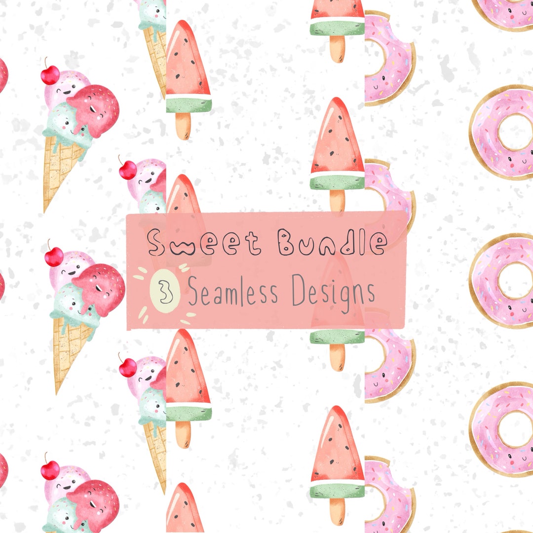 3 Seamless Patterns Sweet Treat Seamless Bundle Ice Cream Digital ...