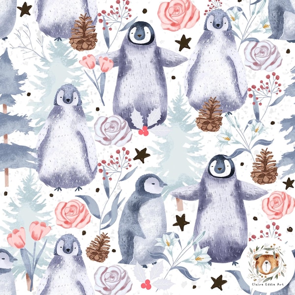 Penguin Fabric - Etsy