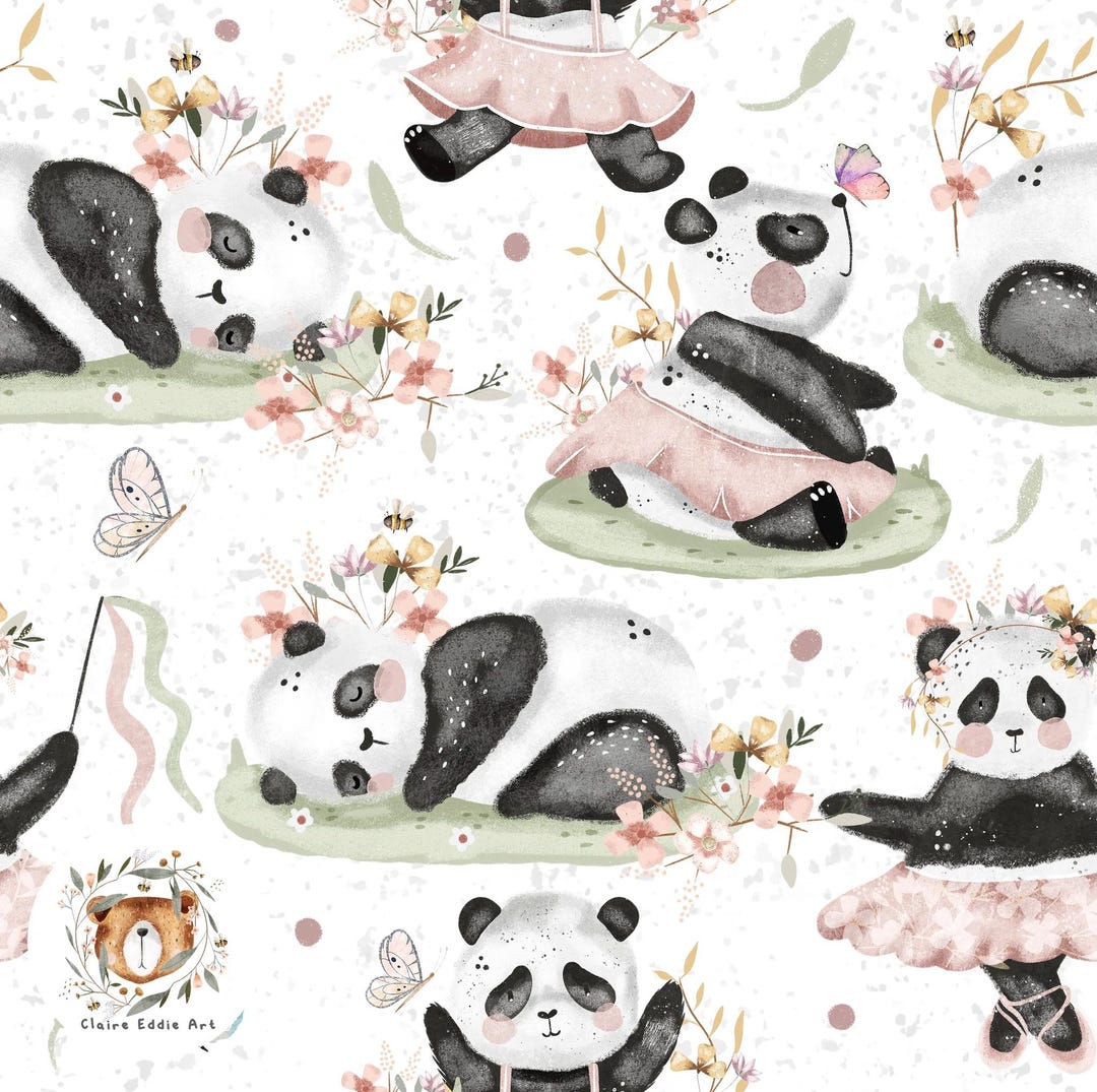 Panda Seamless Pattern Safari Kids Repeating Pattern for Fabric Baby ...