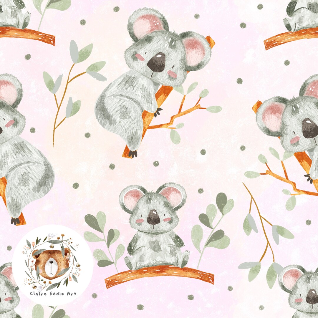 Koala Seamless Pattern Australian Animal Repeat Pattern for Fabric Baby ...