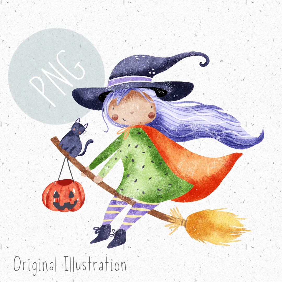 PNG for Sublimation Witch PNG Halloween Clipart Cute Witch Sublimation ...