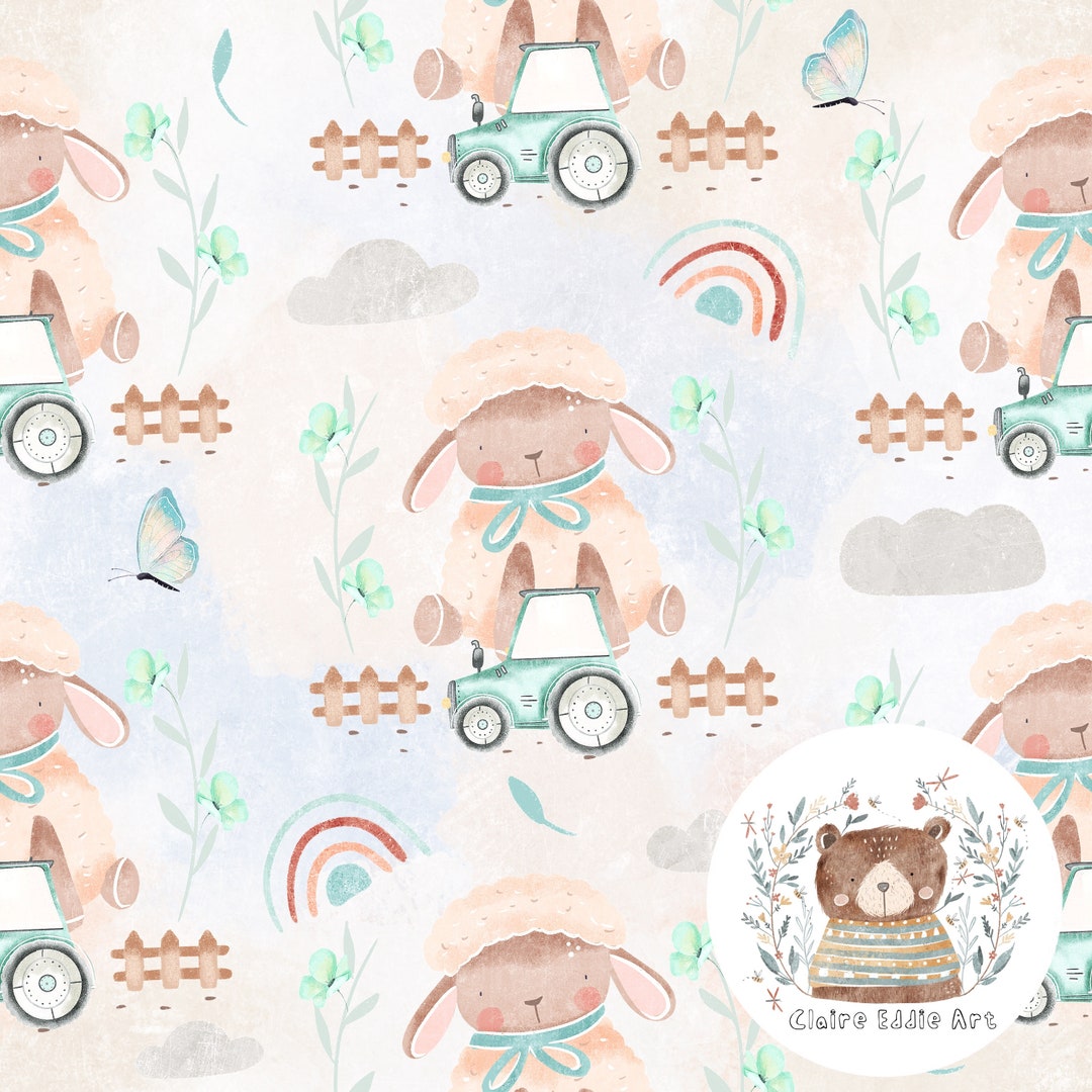 Sheep Seamless Pattern Lamb Digital Paper Cute Sheep Repeat Pattern for ...