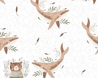 Whale Cute Sea Ocean Seamless Pattern Digital Download Unlimited ...