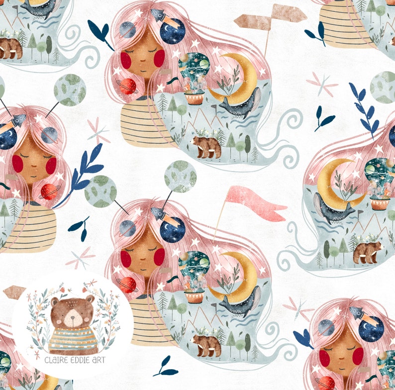 Space Seamless Pattern Girly Space Seamless Digital Paper Girl - Etsy