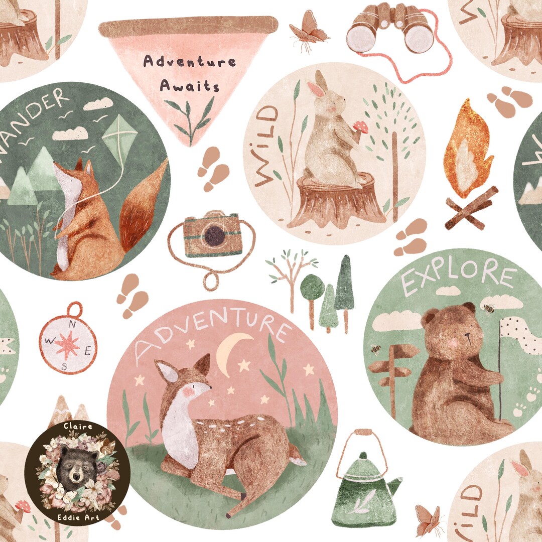 Woodland Seamless Pattern Cute Animals Repeating Pattern for Fabric ...