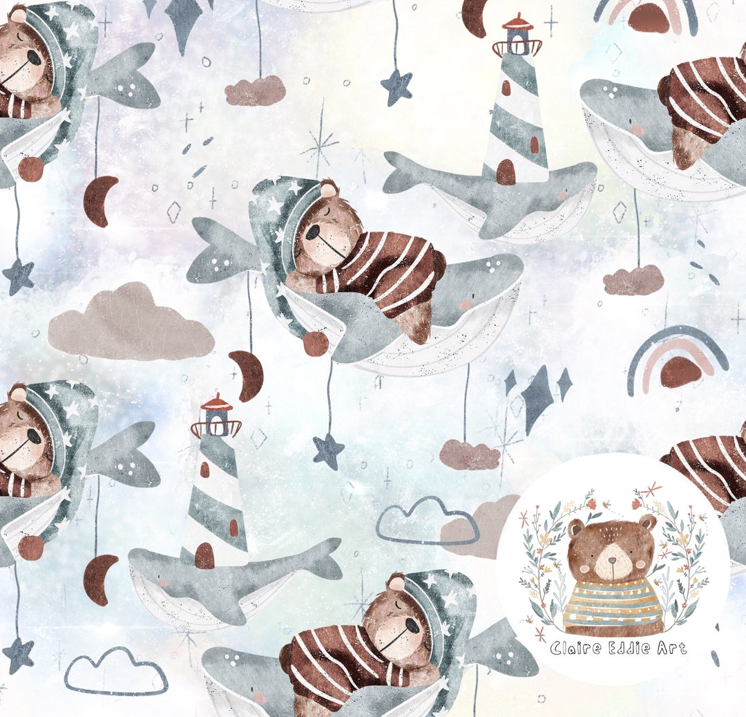 Nautical Seamless Pattern Pyjama Repeat Pattern for Fabric Night Time ...