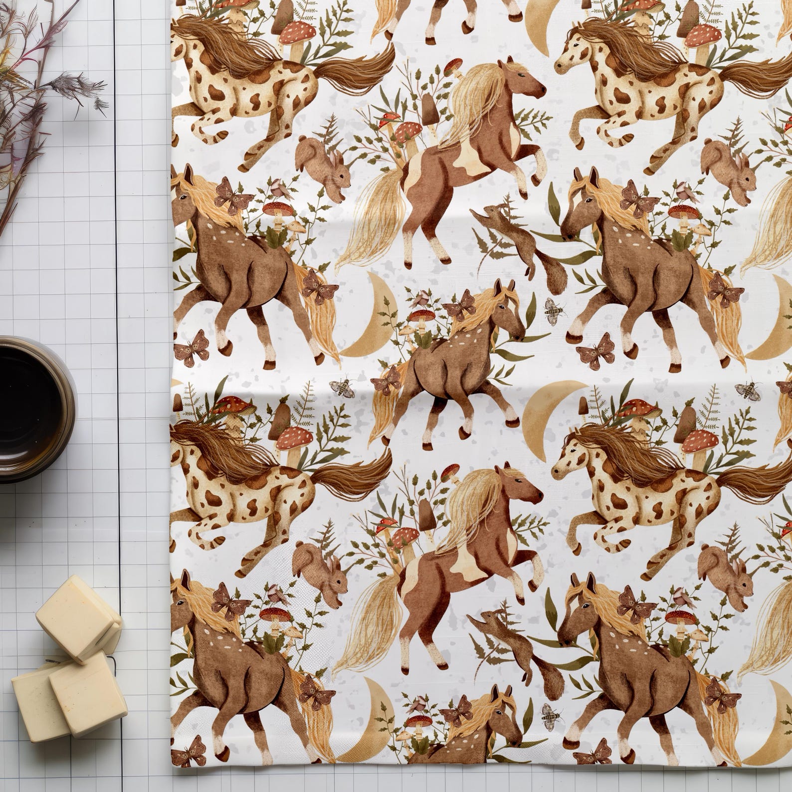 Horse Seamless Pattern Floral Digital Paper Horse-riding Repeat Pattern ...