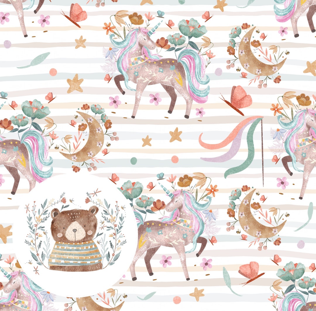 Unicorn Seamless Pattern Unicorn Digital Paper Unicorn and Moon ...