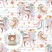 Unicorn ,rainbow ,cloud ,bunting and Flower Seamless Repeat Pattern ...