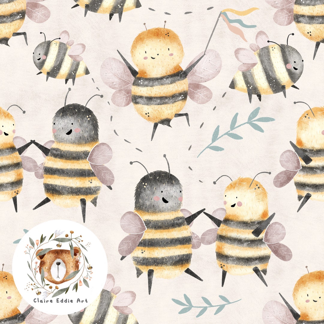 Seamless Pattern Bee Repeating Pattern for Fabric Bumblebee Digital ...