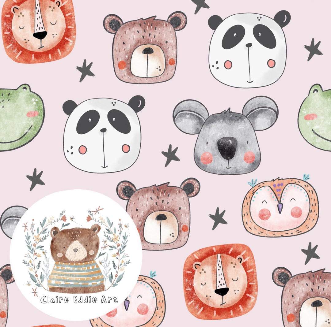 Pink Animal Seamless Pattern Girls Repeating Pattern for Fabric Safari ...