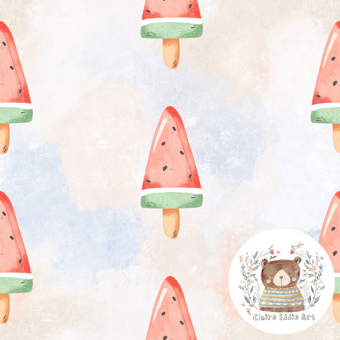 Seamless Watermelon Lolly Pop Design Summer Pattern Desert Seamless Ice ...