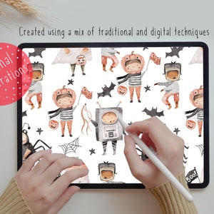 Halloween Seamless File Kids Halloween Repeat Pattern for Fabric Spooky ...