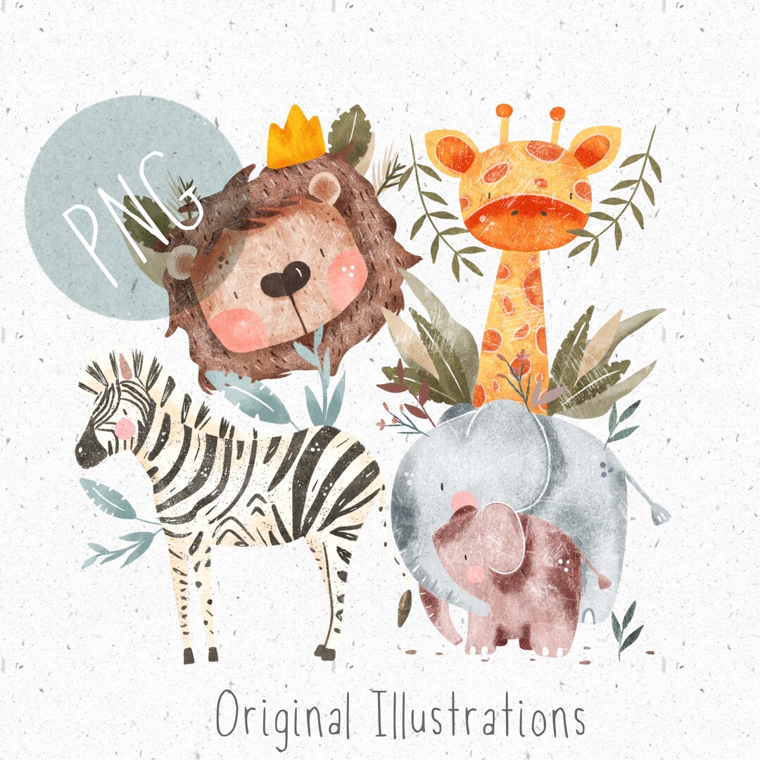 4 Pngs for Sublimation, Safari PNG Set, Png Kid Clothing, Jungle Png ...