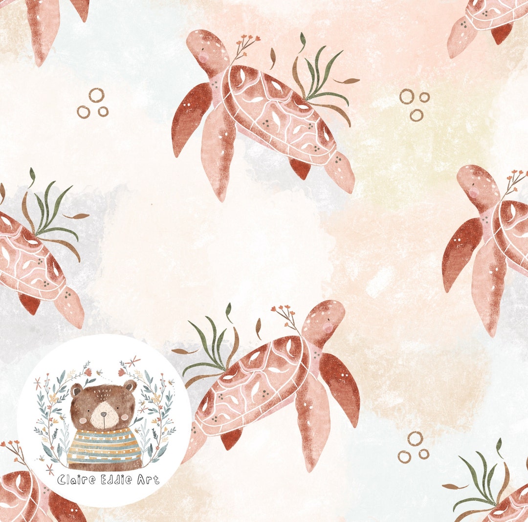 Summer Seamless File Sea Turtle Repeat Pattern Beach Digital Papers ...