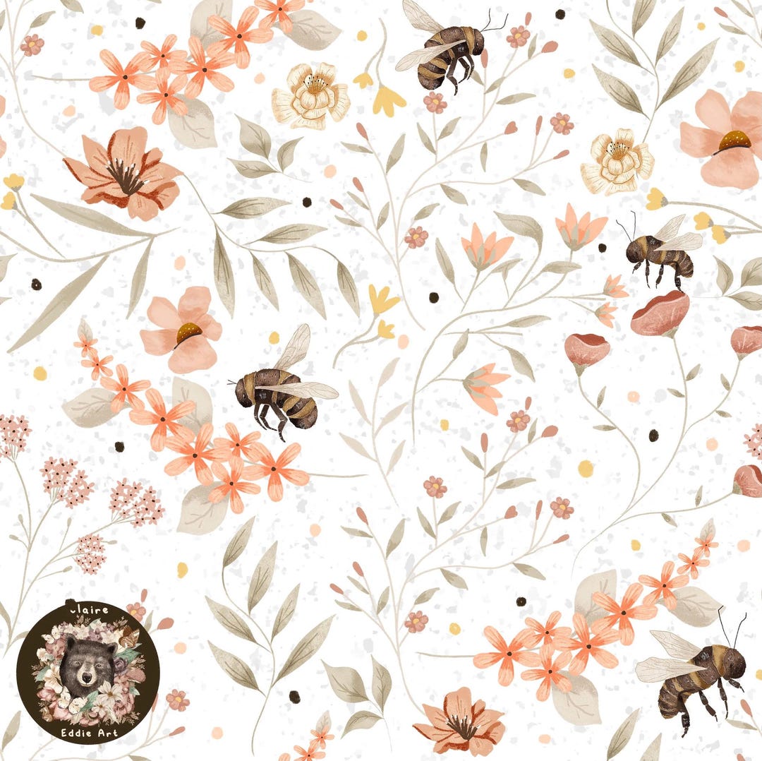 Bee Seamless Pattern Bumblebee Repeating Pattern for Fabric Insect ...