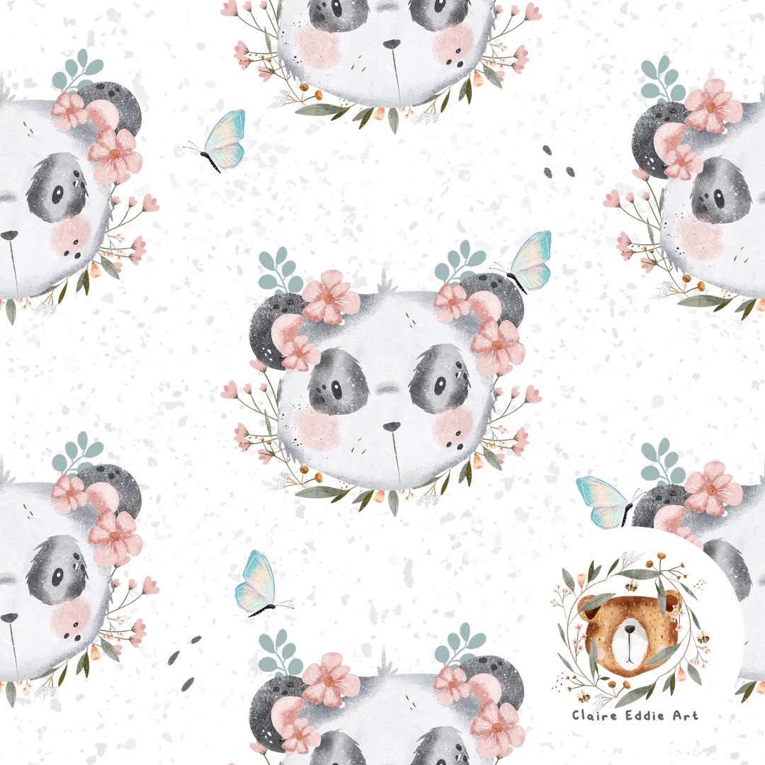 Cute Panda Seamless Pattern Girls Safari Repeating Pattern for Fabric ...