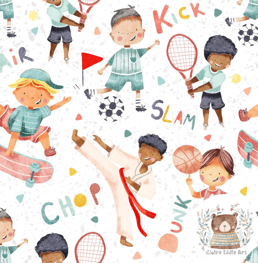 Sports Seamless Pattern Football Fabric Print Soccer Repeat Pattern for ...