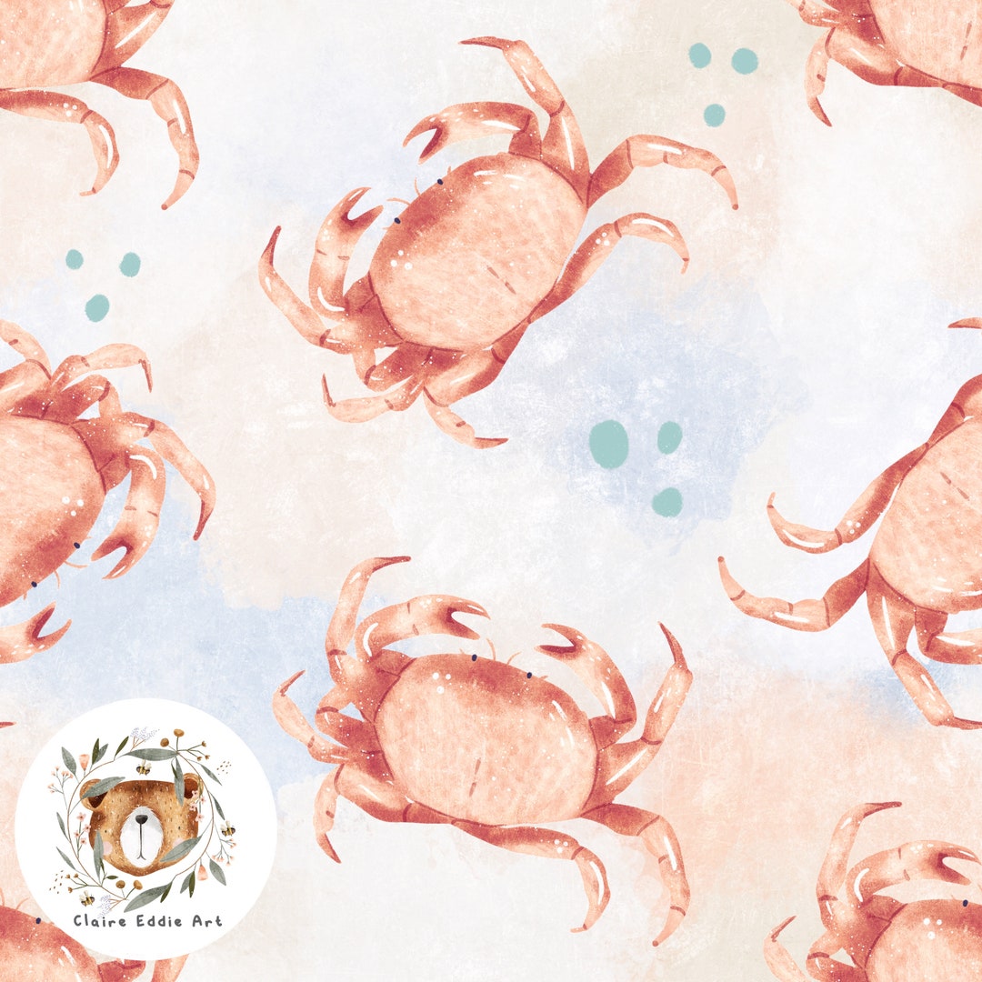 Crab Seamless Pattern Nautical Repeat Pattern for Fabric Ocean Digital ...