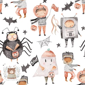 Halloween Seamless File Kids Halloween Repeat Pattern for Fabric Spooky ...