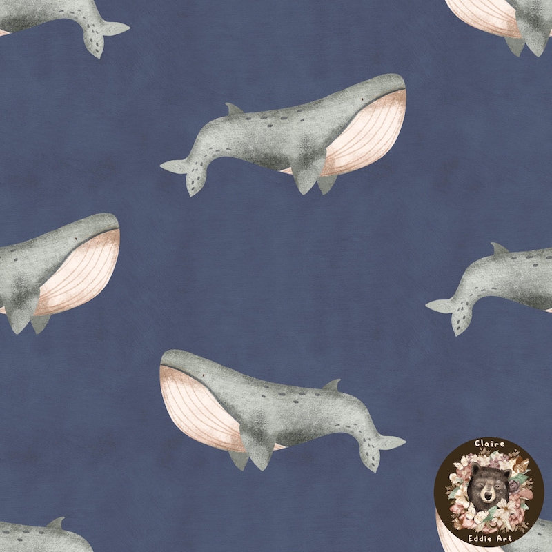 Grey Whale Fabric - Etsy