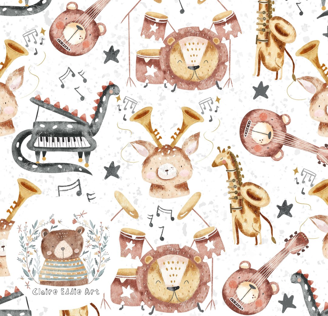 Seamless Pattern Music Repeat Pattern for Fabric Musical Instrument ...