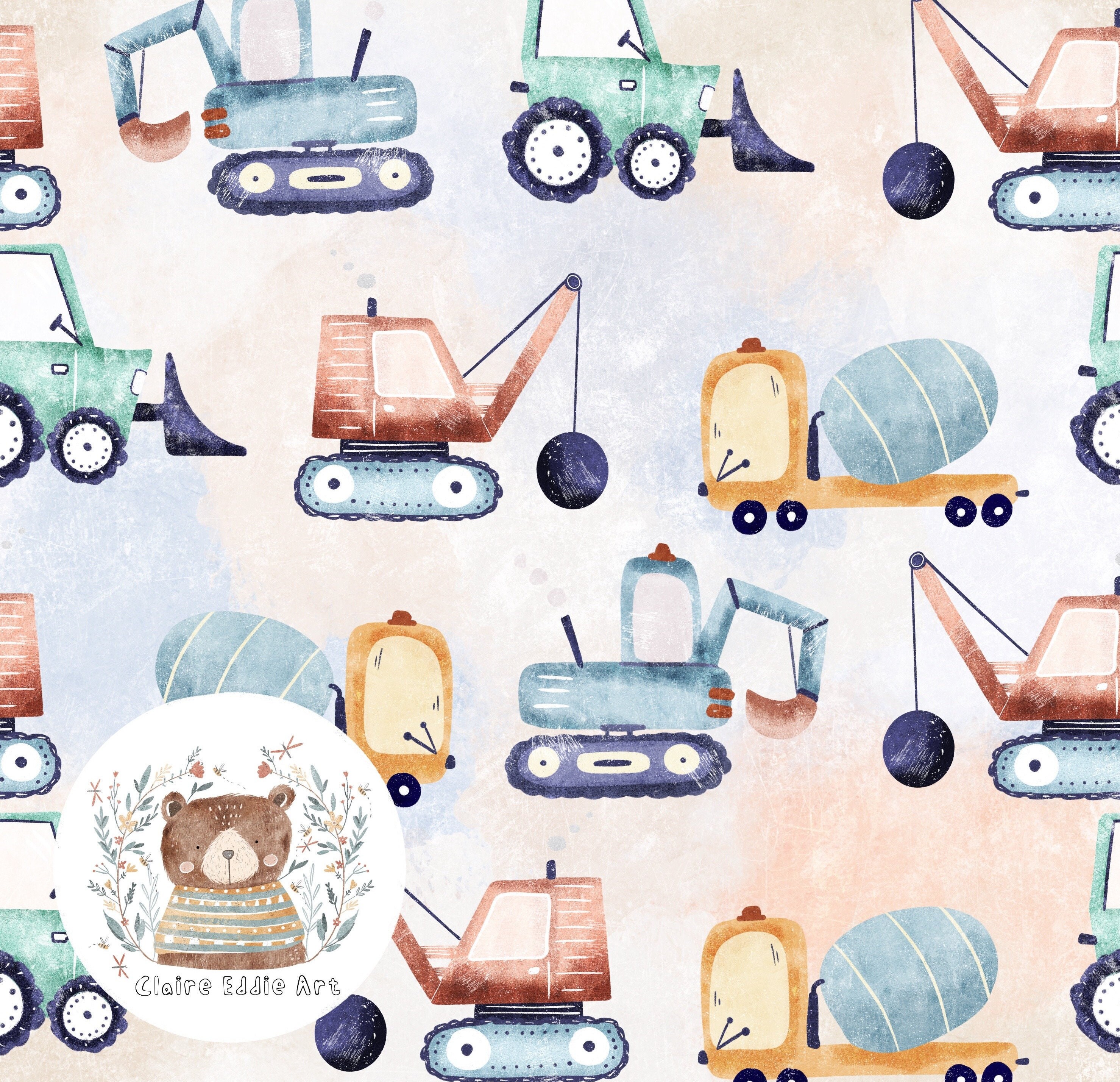 Construction Seamless Pattern Transport Digital Paper Seamless Builder ...