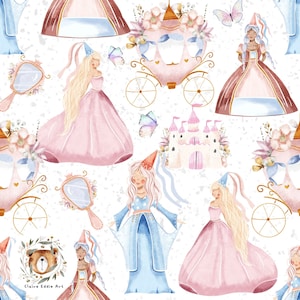 Princess Seamless Pattern Fairytale Digital Paper Princess Repeat ...