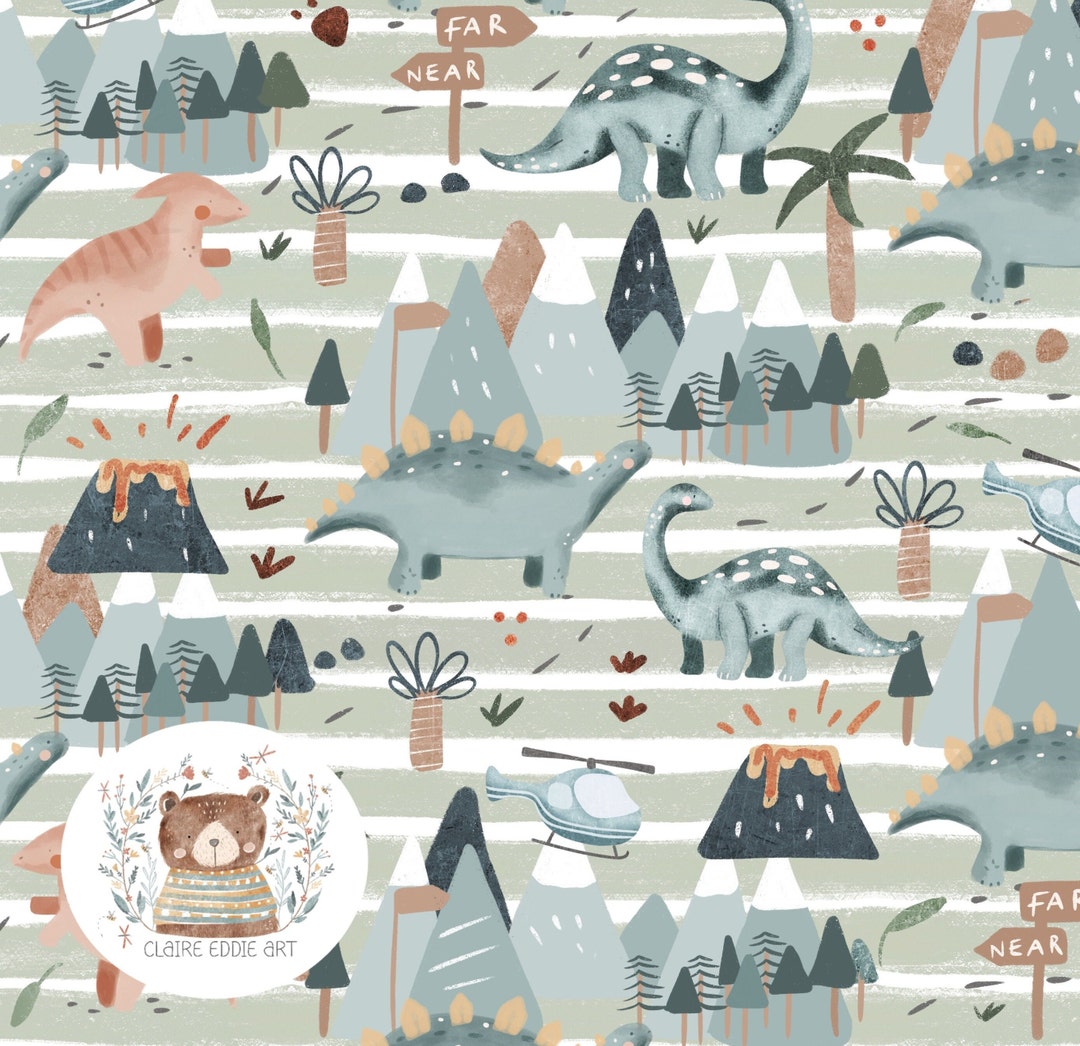 Seamless Pattern Dinosaur DIGITAL Papers Cute Dinos Scrapbook Paper ...