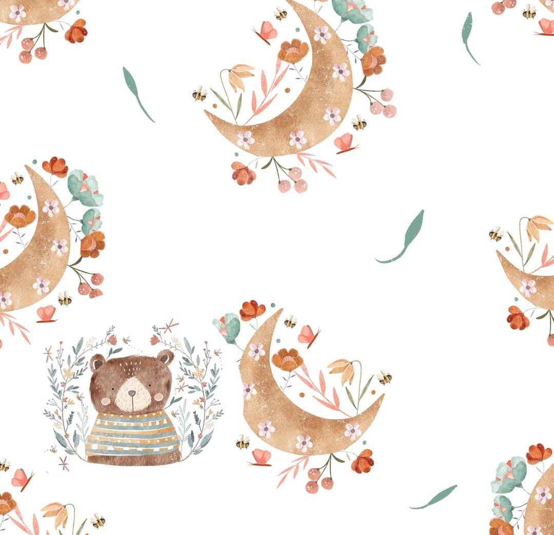 Moon Seamless Pattern Moon Digital Paper FLORAL Moon Scrapbook Paper ...