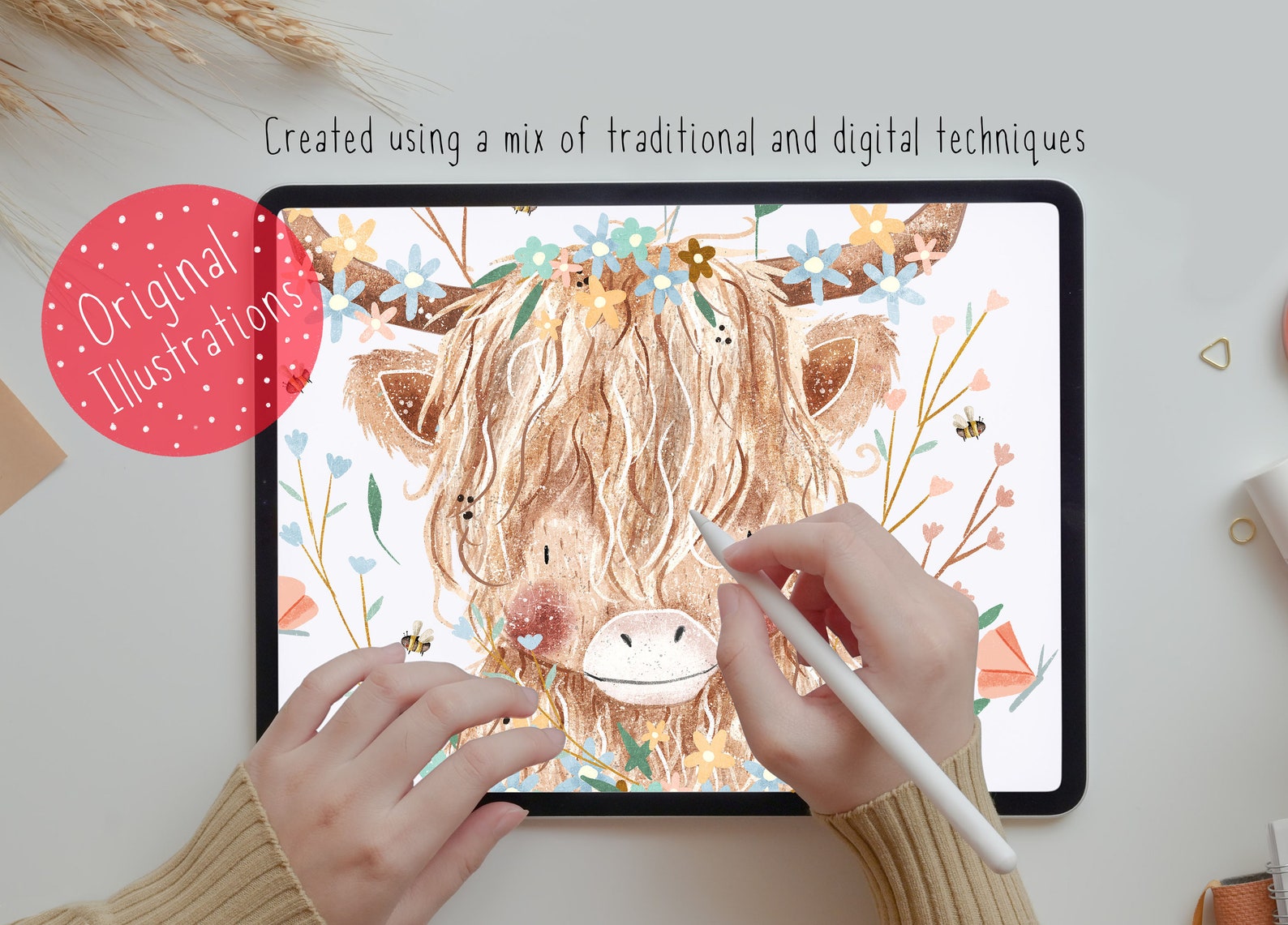 Seamless Pattern Highland Cow Seamless Digital Paper Highland - Etsy