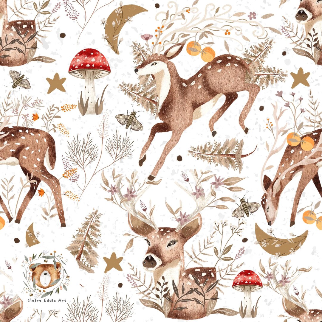 Stag Seamless Pattern for Fabric Deer Repeat Pattern Fall Repeating ...