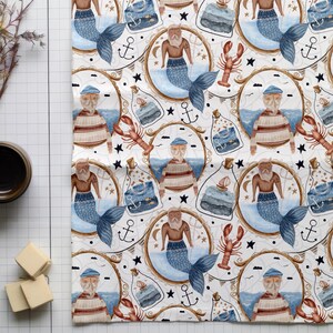 Merman Seamless File Nautical Repeat Pattern for Fabric Sailor ...