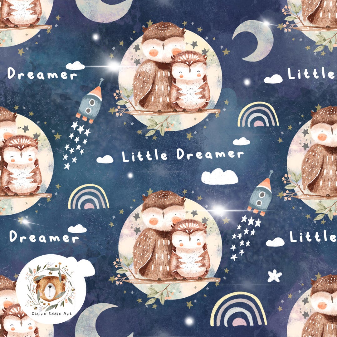 Woodland Seamless Pattern Baby Owl Repeat Pattern for Fabric Owl ...