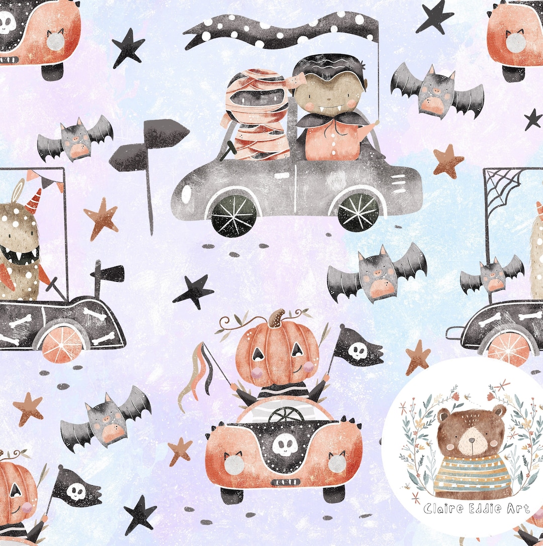 Halloween Repeat Pattern Spooky Seamless File Horror Fabric Design Kids ...
