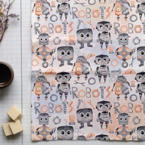 Seamless Pattern Robot Digital Papers Robot Repeat Pattern for Fabric ...