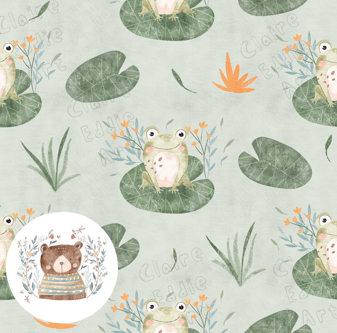Seamless Pattern Frog Repeating Pattern Frog Surface Pattern Cute Frog ...
