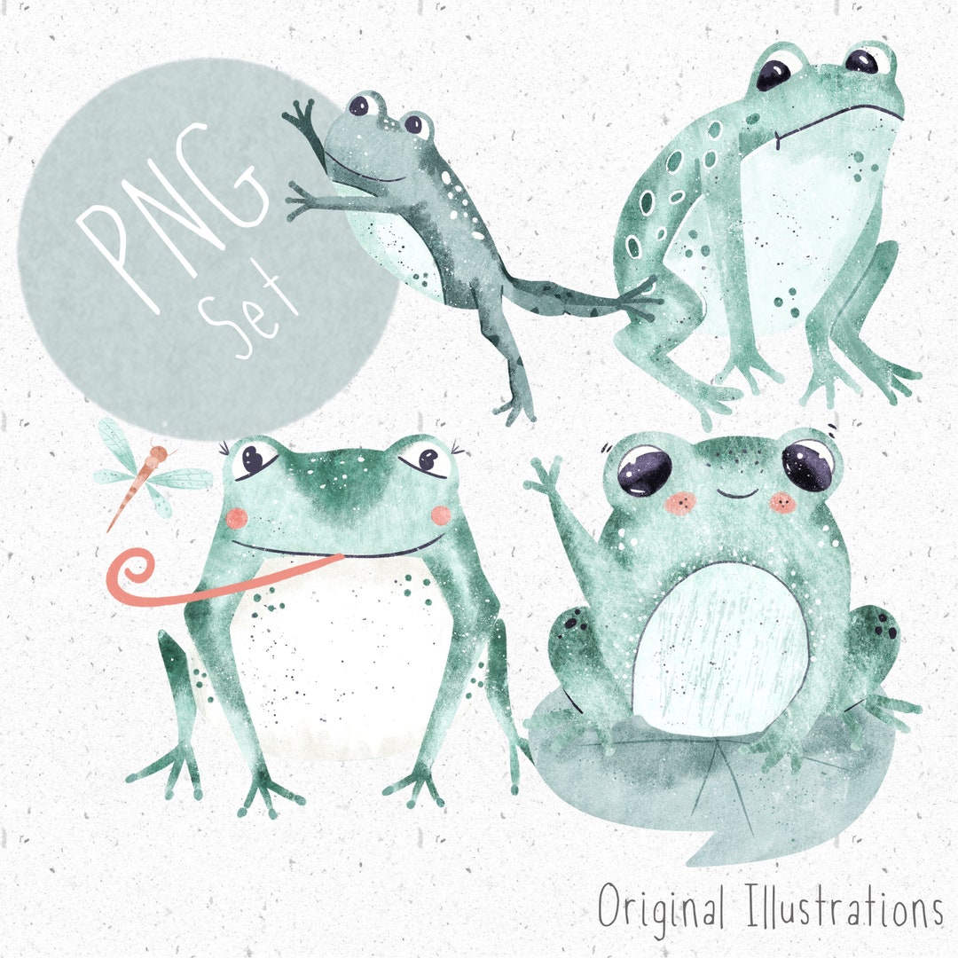 Set of 5 Pngs for Sublimation Frog PNG Set Cute Frog Clipart Toad Png ...