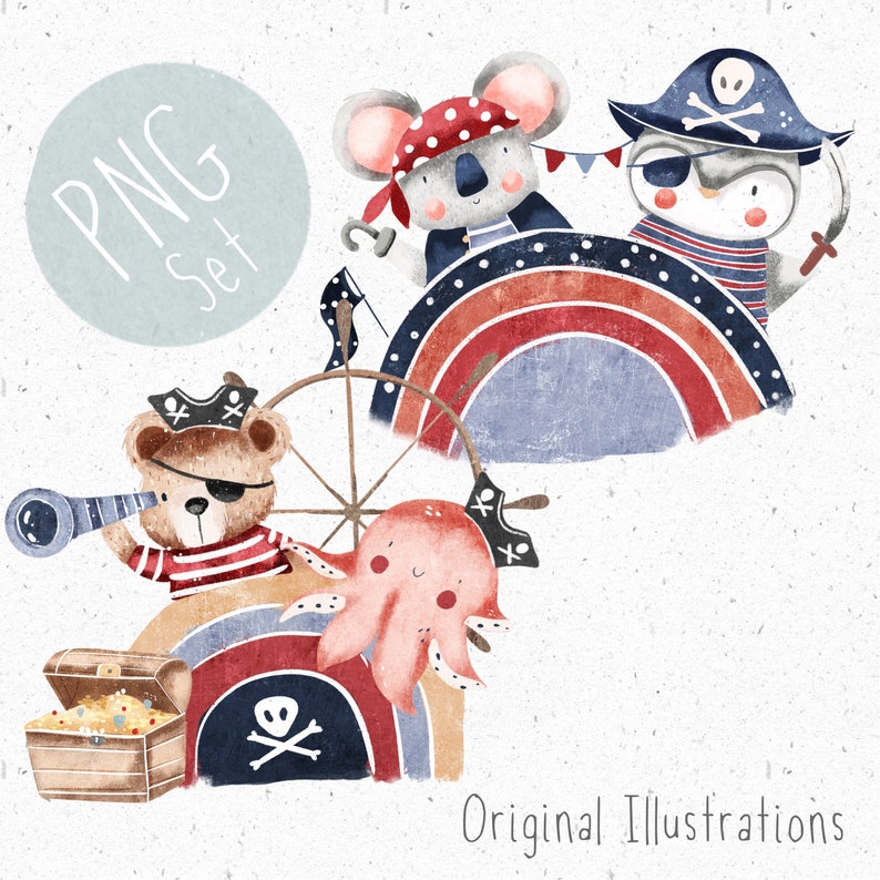 Set of 2 Pngs for Sublimation Pirate Clipart Set Nautical PNG Boys ...