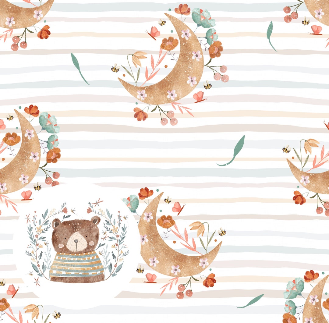 Seamless Pattern Moon Repeat Pattern for Fabric Pastel Seamless Pattern ...