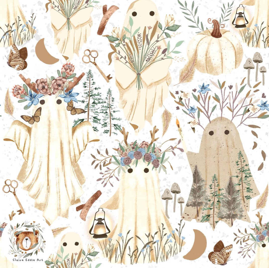 Halloween Seamless File Kids Halloween Repeat Pattern for Fabric Ghost ...