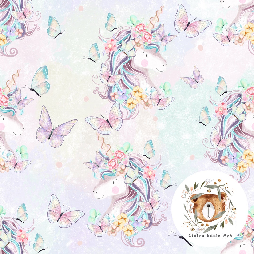 Seamless File Unicorn Little Girl Repeat Pattern for Fabric Fairytale ...