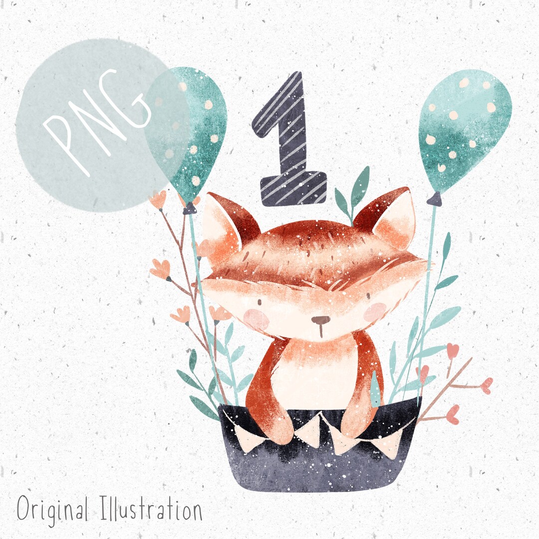 PNG for Sublimation First Birthday Clipart Cute Fox PNG Wild One ...
