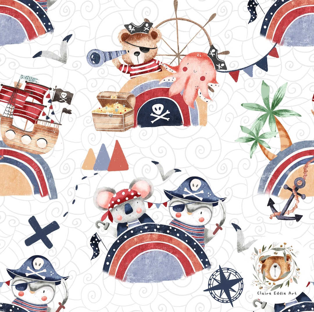 Pirate Seamless File Boys Repeat Pattern for Fabric Pirate Ship ...