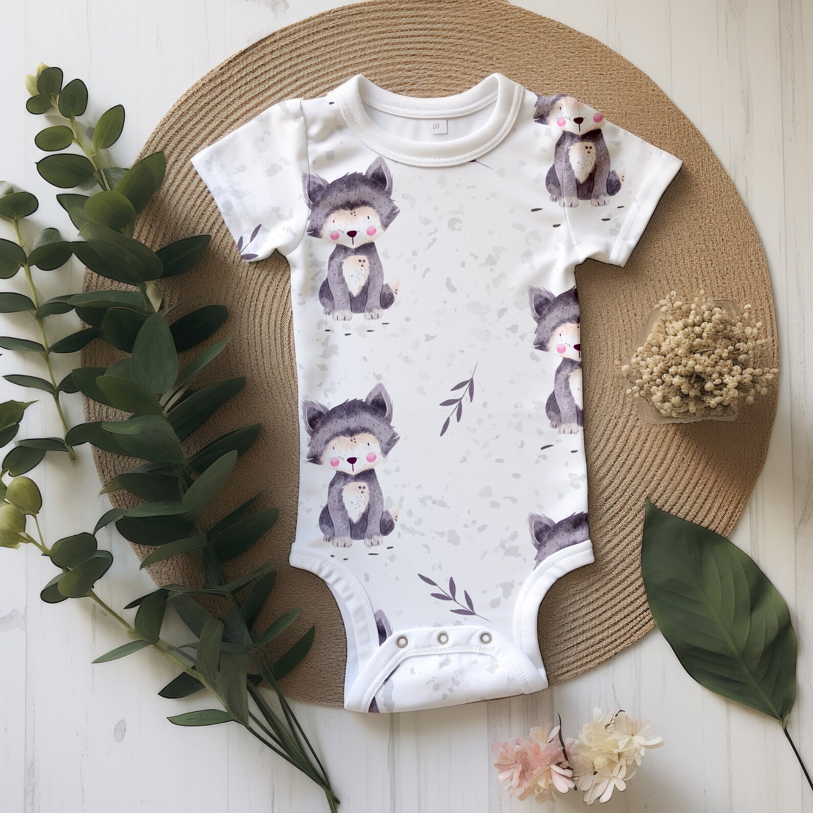 Cute Wolf Seamless Pattern Little Wolf Repeating Pattern for Fabric ...