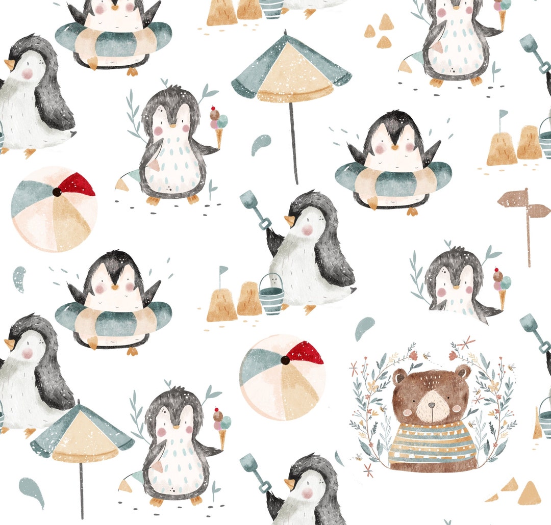Seamless Pattern Penguin Seamless Digital Paper Penguin Scrapbook Paper ...